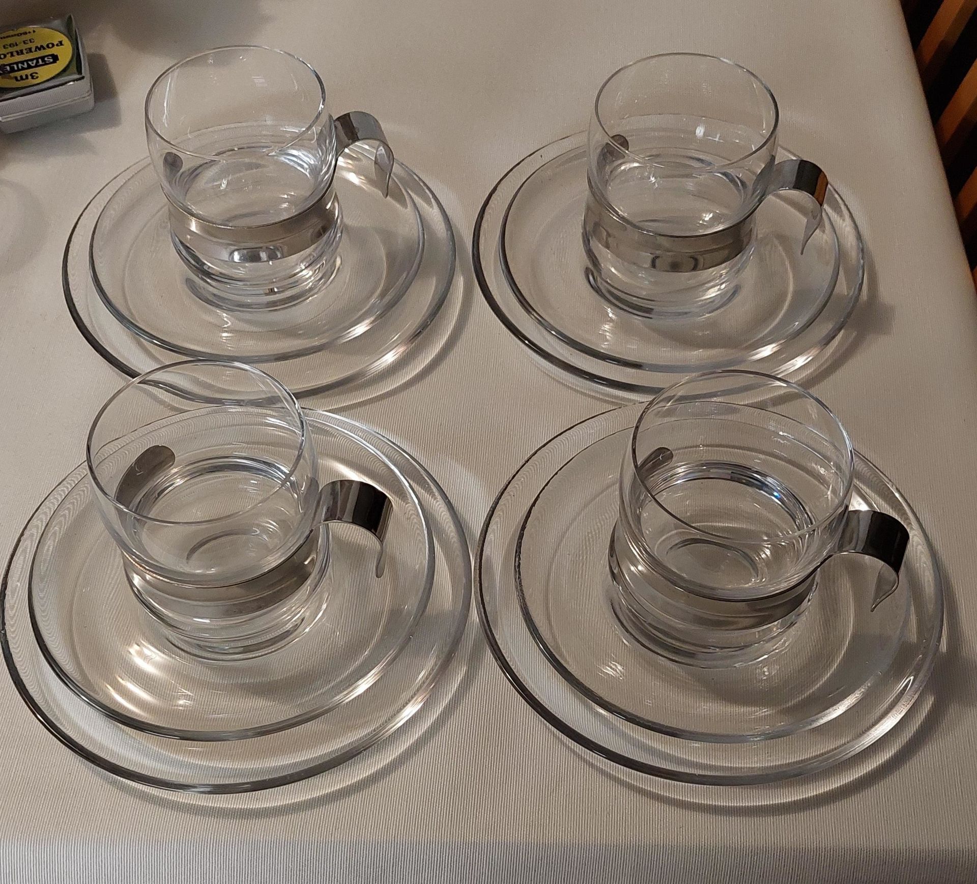 Paula glass / coffee cup 17 cl, steel / set of four including plates ...