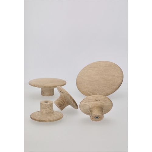 Dots Wood coat hooks, set of 5, oak | Franckly