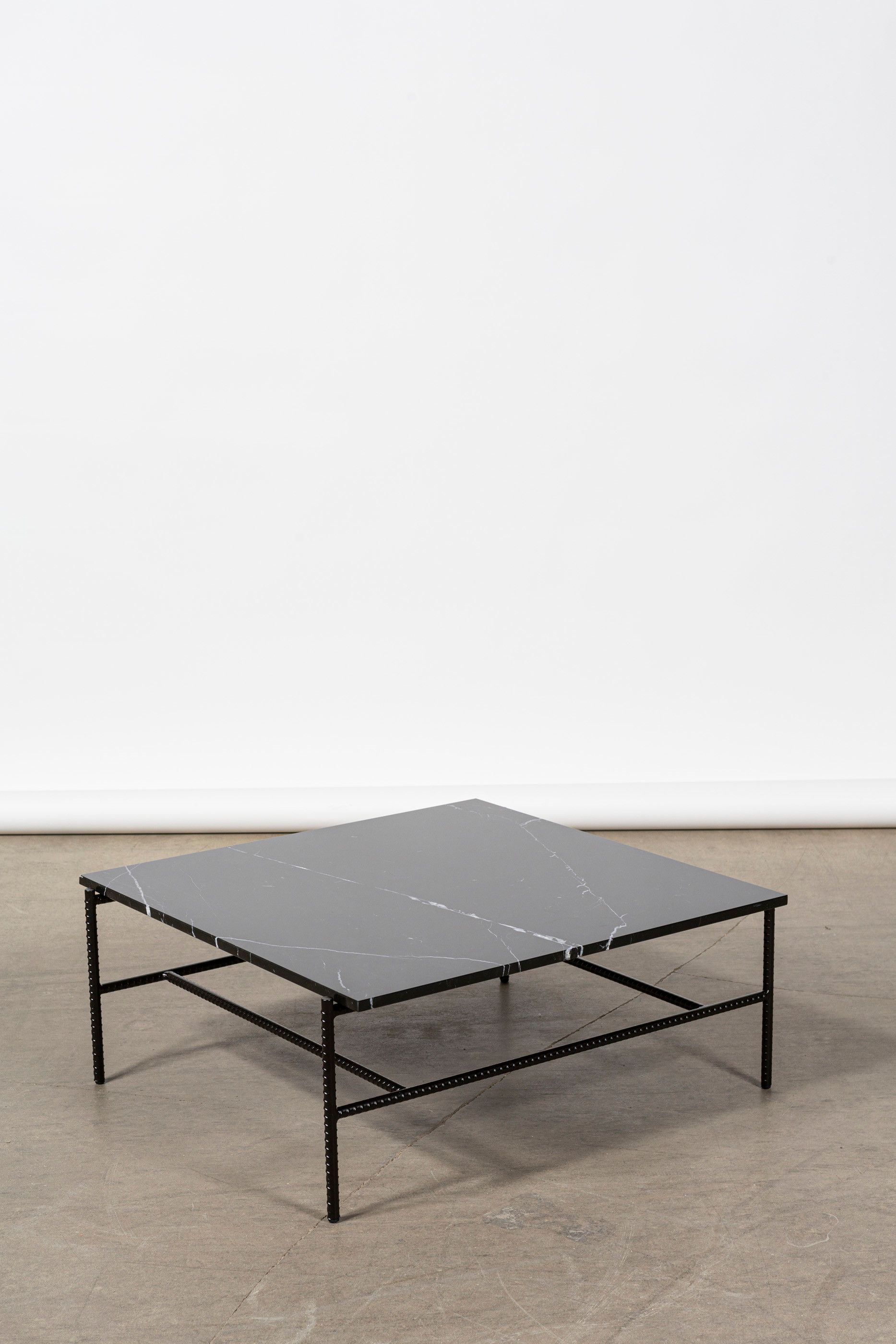 Rebar coffee table, 80 x 83 cm, black - black marble | Franckly