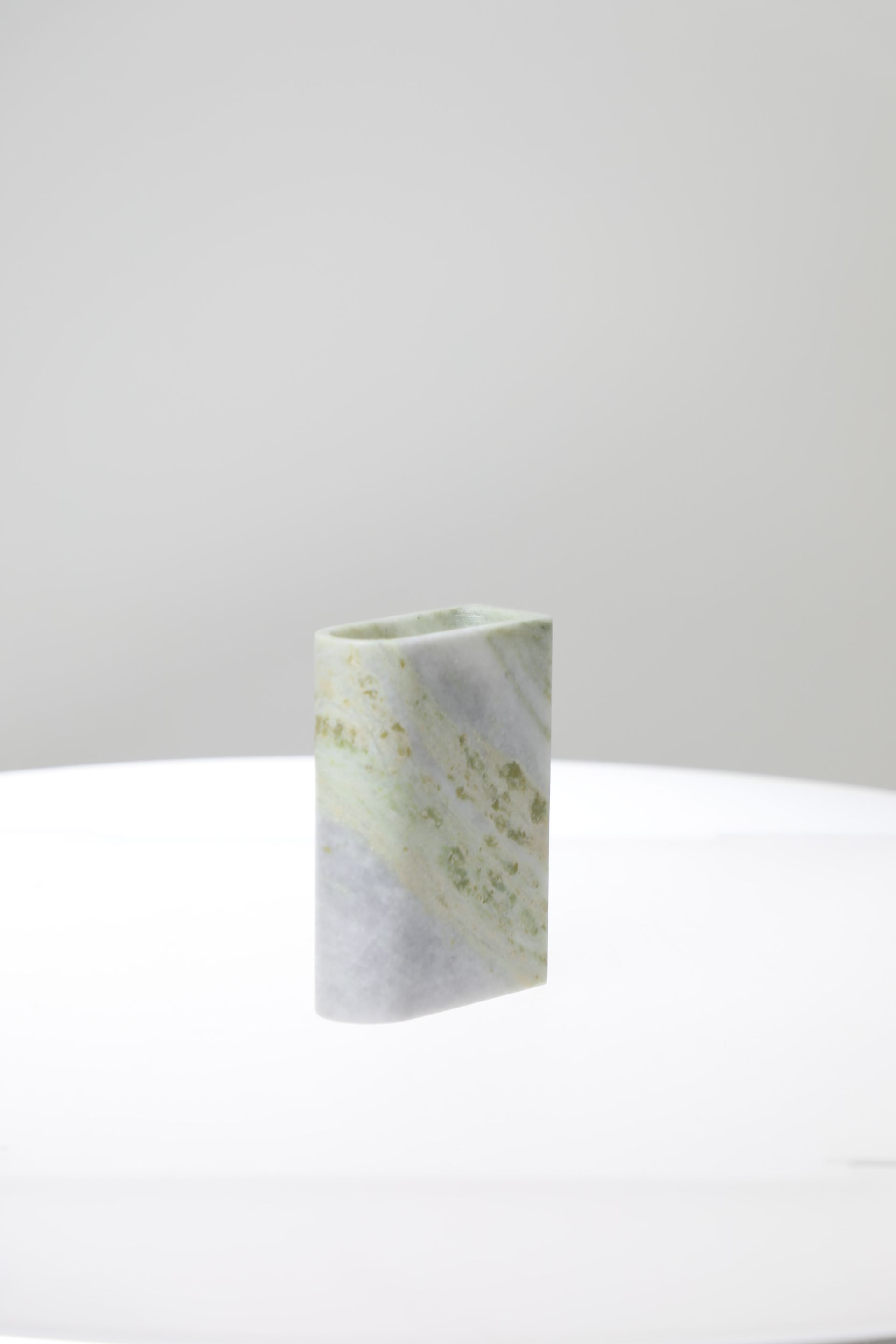 Monolith candle holder, medium, mixed green marble | Franckly
